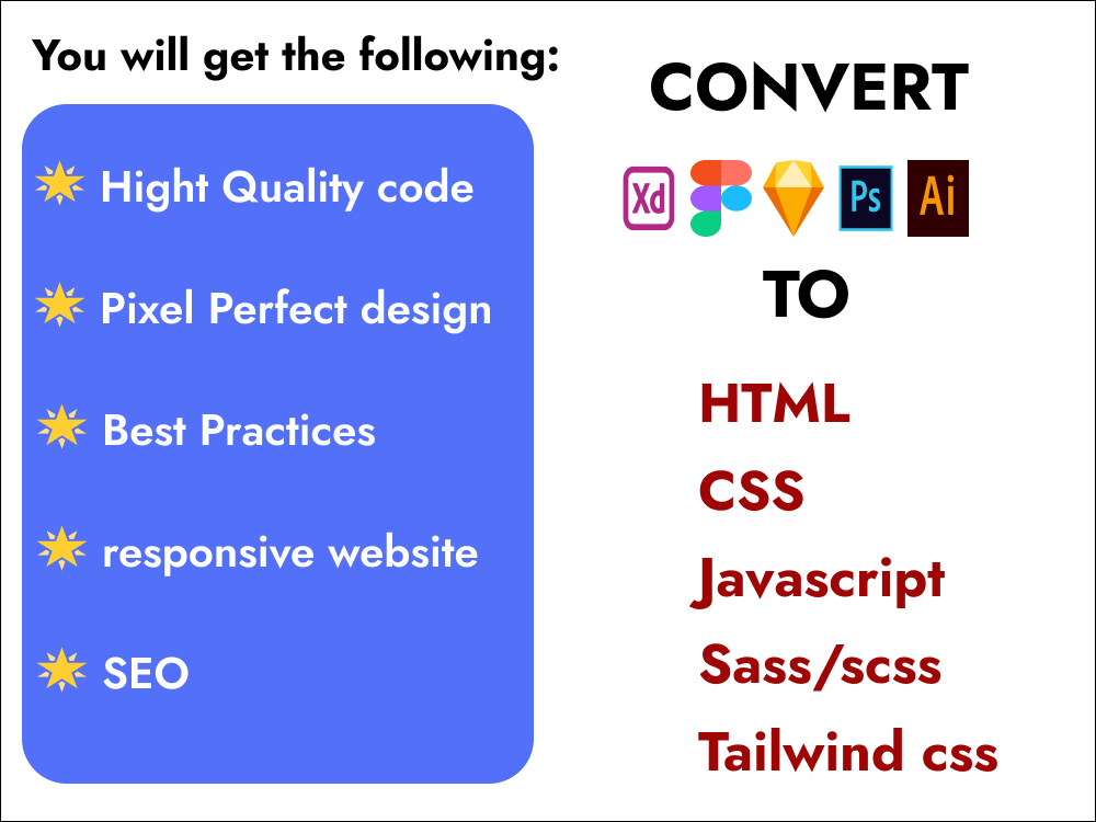 Responsive html website from xd, figma, psd, sketch, png | Upwork