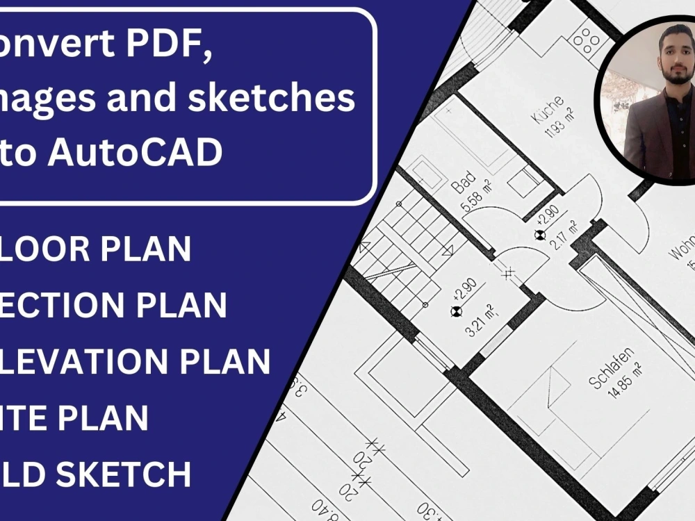 Conversion of pdf, Image and sketch into AutoCAD | Upwork