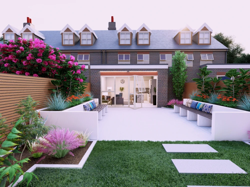 A garden and exterior rendering | Upwork