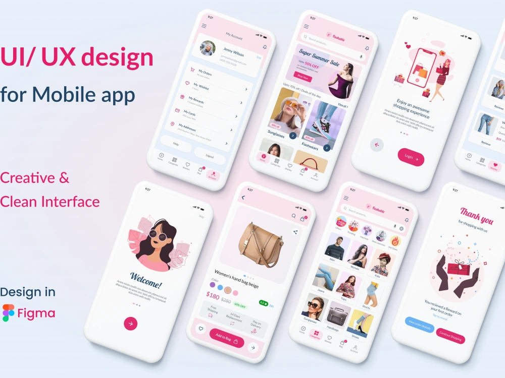 Creative and functional UI/UX design for mobile app in figma / Adobe XD ...