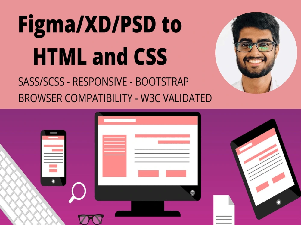 Your Figma/XD/PSD design converted into HTML and CSS | Upwork
