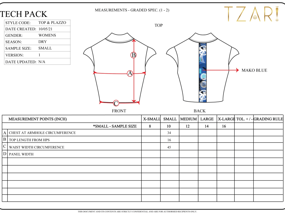 A tech pack for apparel and accessories | Upwork