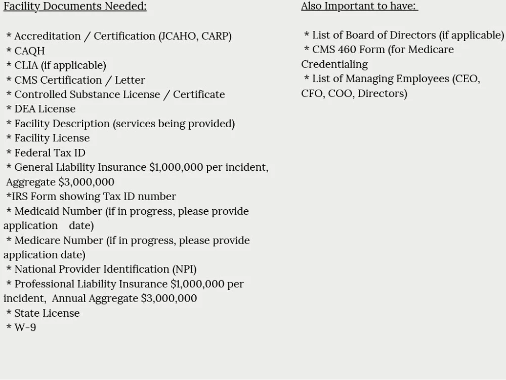 A credentialing and enrollment checklist tailored to your specific needs. | Upwork