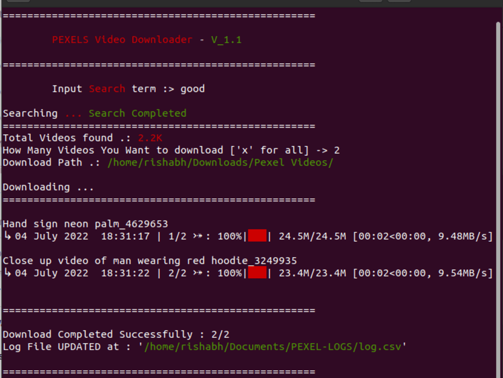 Console Based Cross-Plateform Video Downloader From PEXELES Website ...