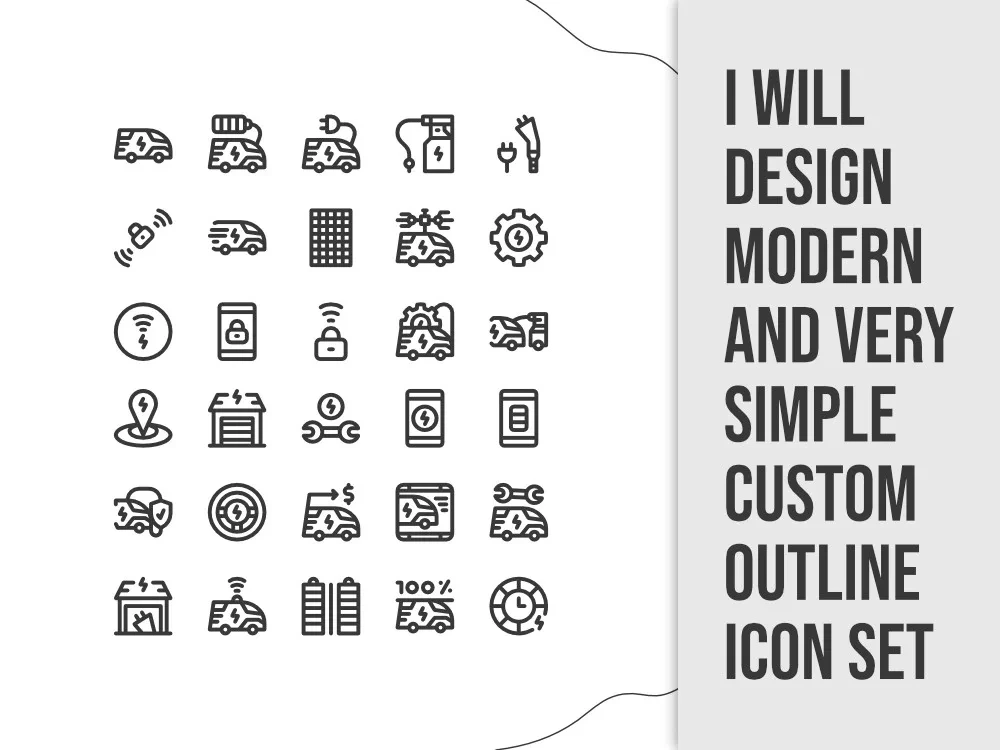 Design very simple custom outline icon set | Upwork