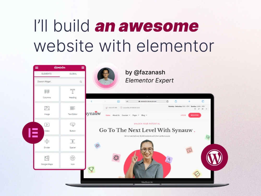 A clean and modern WordPress website built with elementor | Upwork