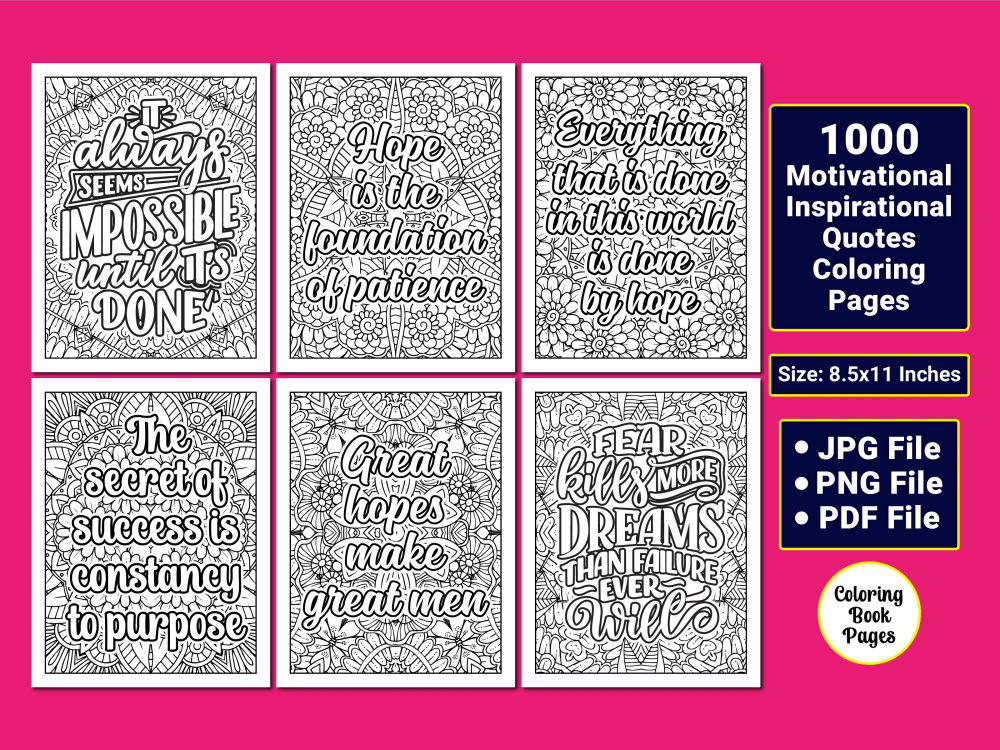 1000 motivational inspirational quotes coloring pages for adults | Upwork
