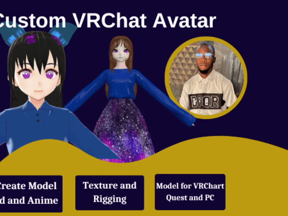 Custom 3d vrchat, vr avatar model avatar, facerig anime vtuber model ...