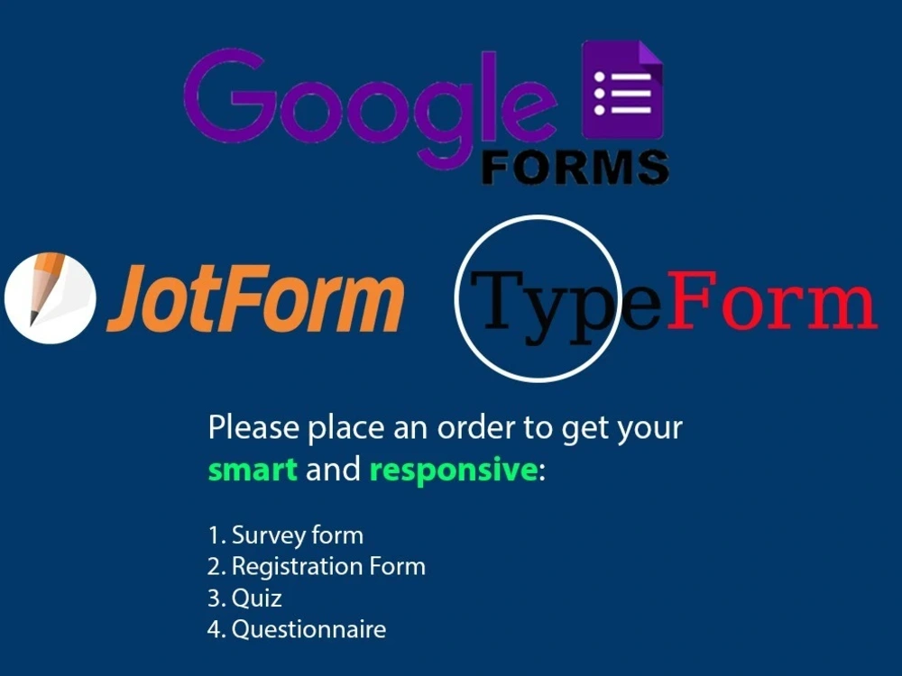 Responsive online form quiz survey using jotform, google forms, typeform | Upwork