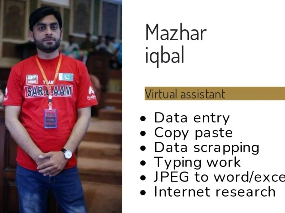 Virtual Assistant Expert And All Types Of Data Entry | Upwork