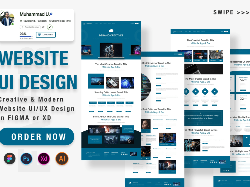 A creative and modern web UI Design in figma or xd | Upwork