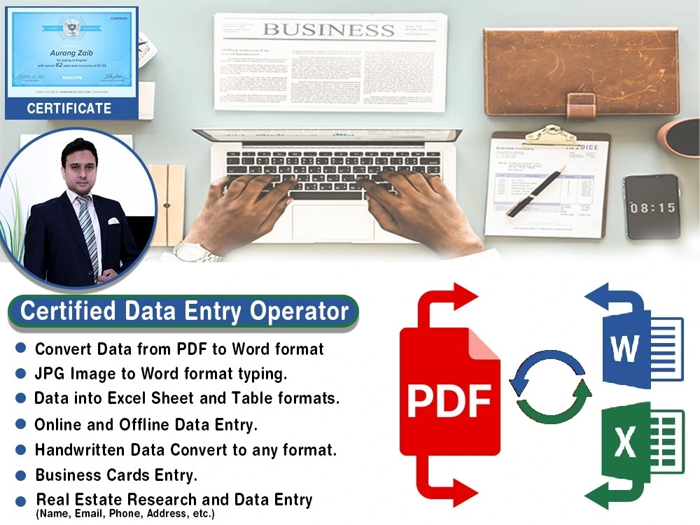 Accurate data entry, manual typing, convert PDF to MS. Word and Excel ...
