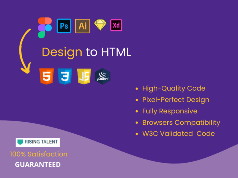 A fully Responsive HTML website from Figma, PSD, AI, Sketch, XD | Upwork