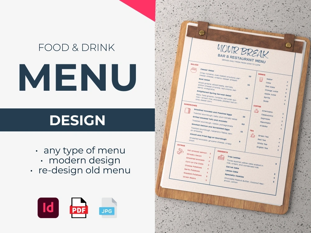 A modern menu design, food menu, cafe menu, restaurant menu design | Upwork