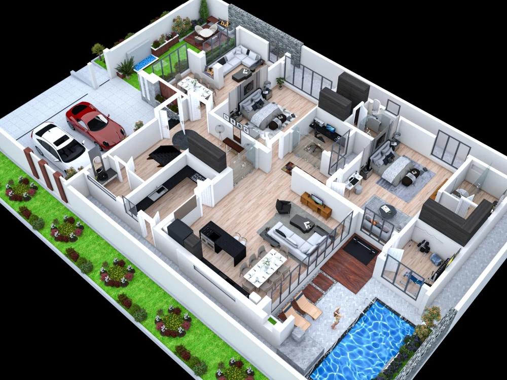 3D Floor Plan Rendering and Furniture Layout Plan | Upwork