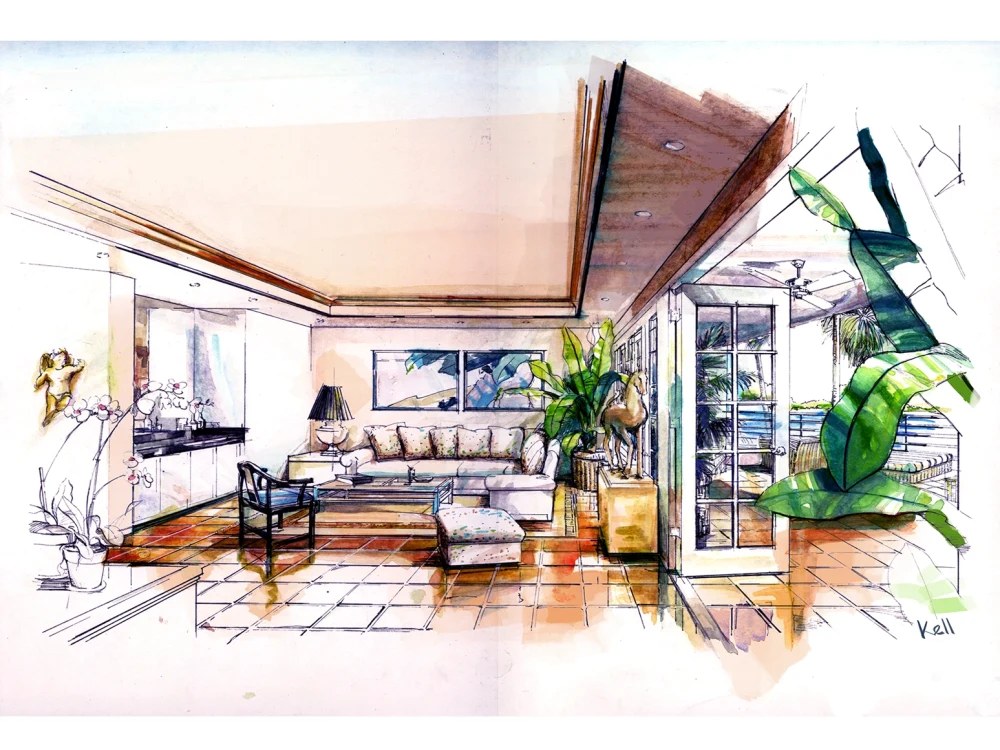 Freehand or rendering architectural, masterplan and interior ...