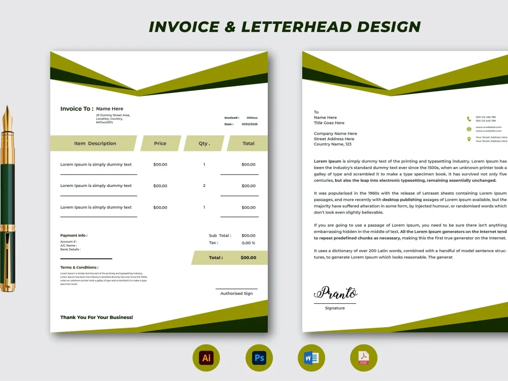Invoice design order form letterhead and receipt design in 6 hours | Upwork