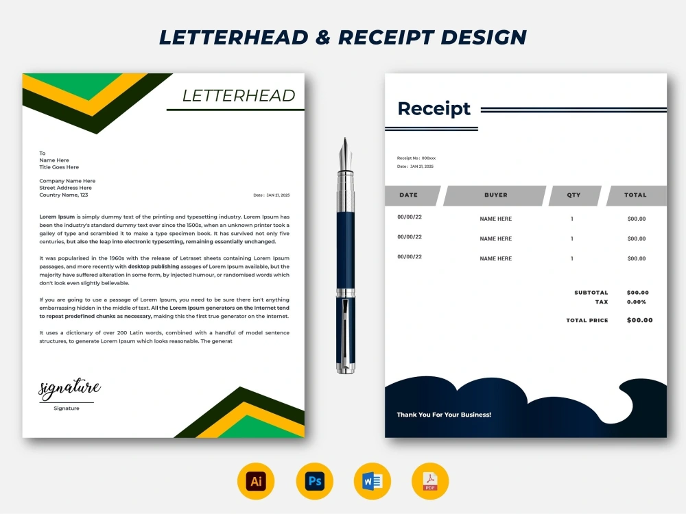 Invoice design order form letterhead and receipt design in 6 hours | Upwork
