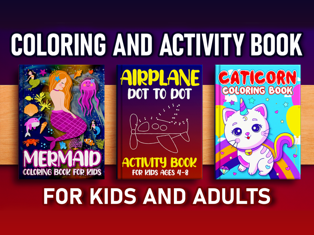 A Fantastic Coloring And Activity Book Cover Design For Kid Teen and ...