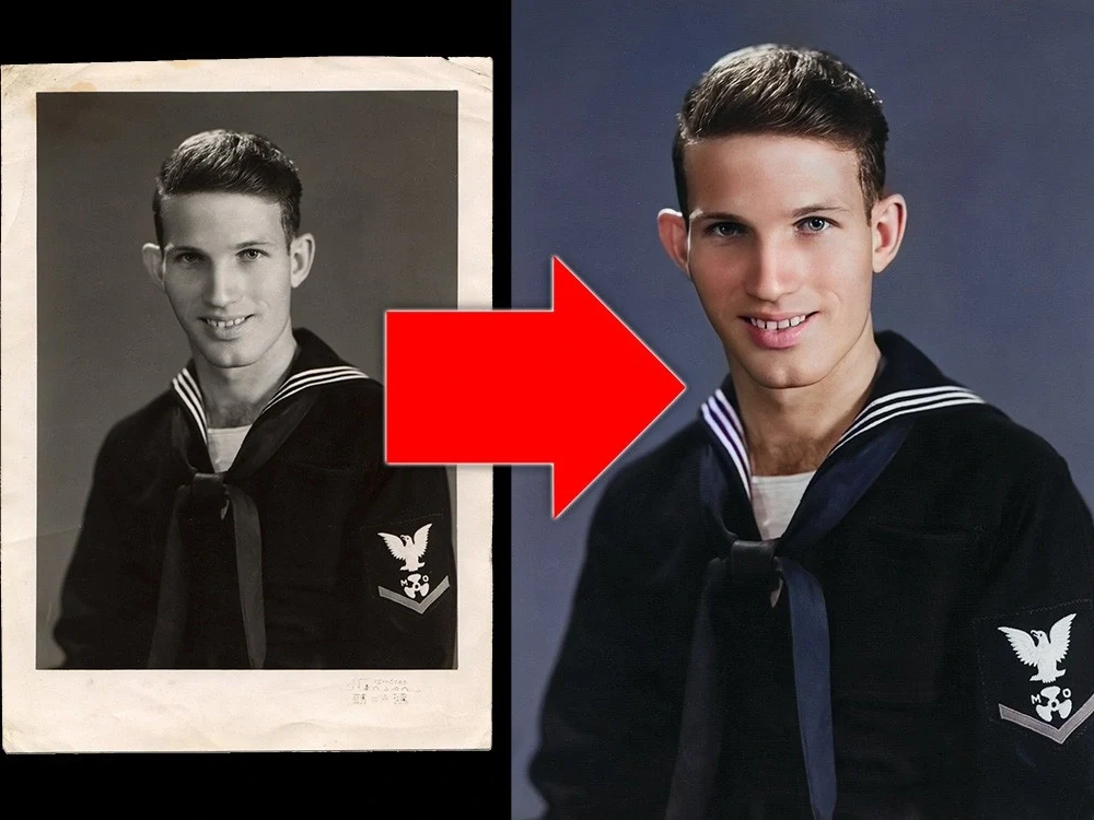 Your old family photo restored, colorized, and with enhanced facial ...