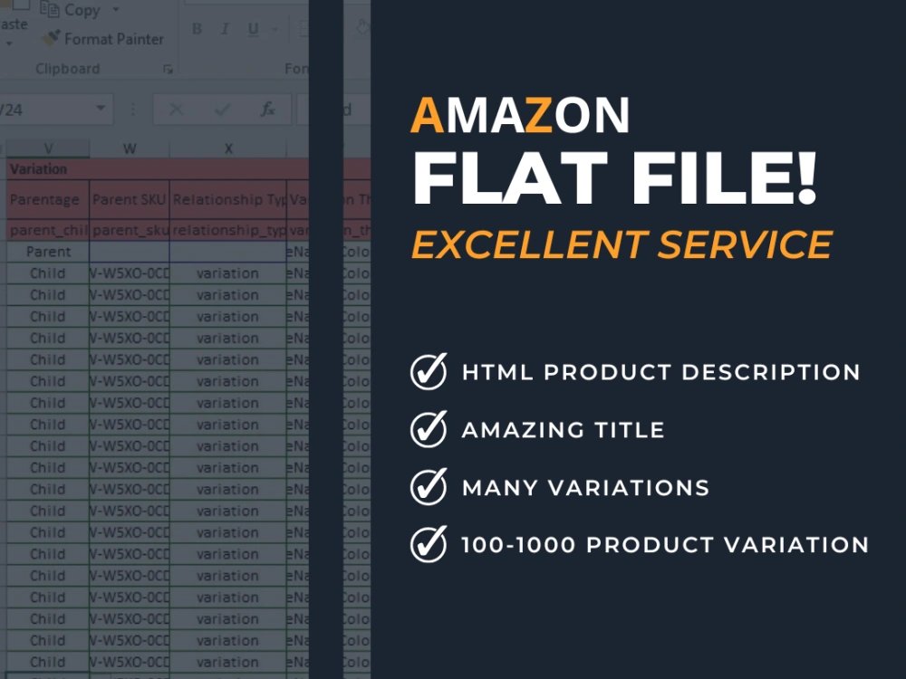 An excel flat file of all product variations for amazon | Upwork