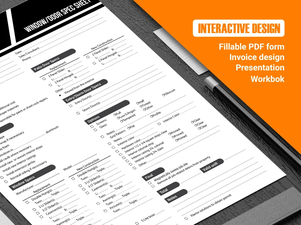 Fillable PDF form, Invoice Design, Fillable Workbook, and Interactive ...