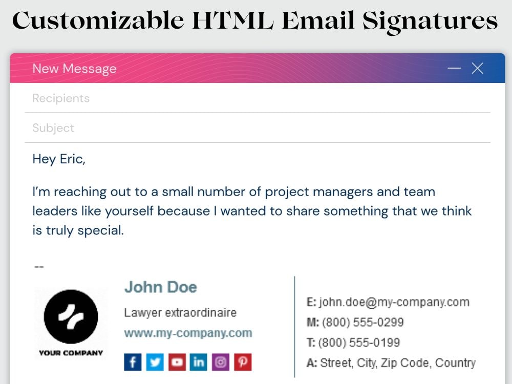 An animated Clickable HTML Email Signature | Upwork