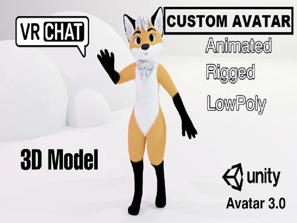 A Custom 3d Avatar Model Of Vrchat Avatar Vtuber Furry For Vroid And Unity Upwork