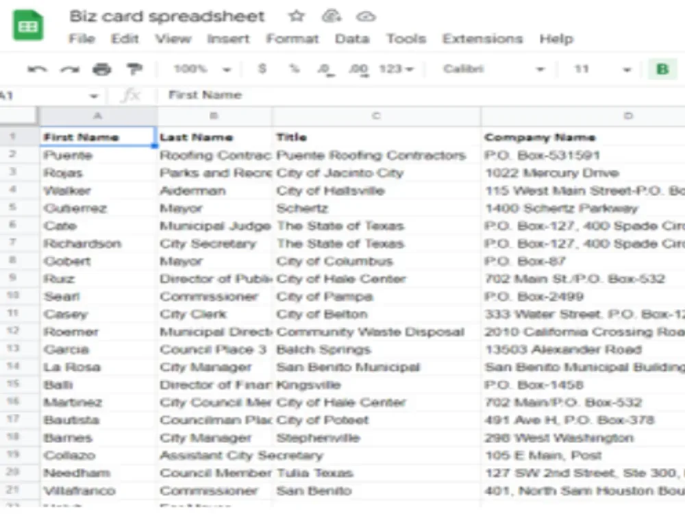 Accurate Business Card Data Entry on Excel | Google Sheet | Upwork
