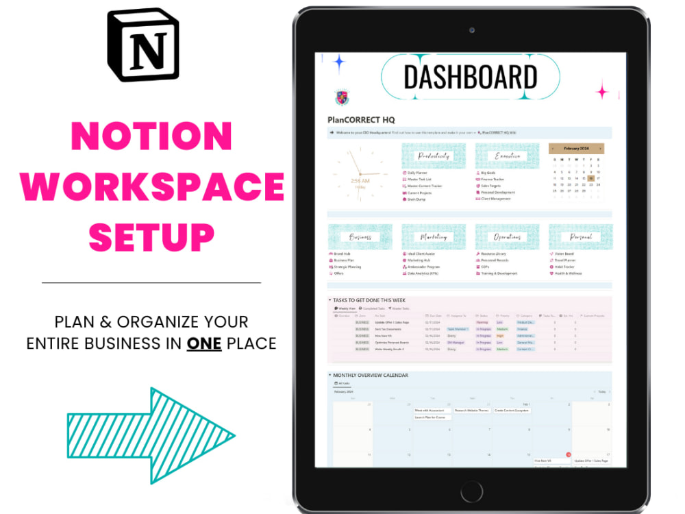 A Business Notion Template, Custom Workspace Setup, 6-Hour Notion VIP Day | Upwork