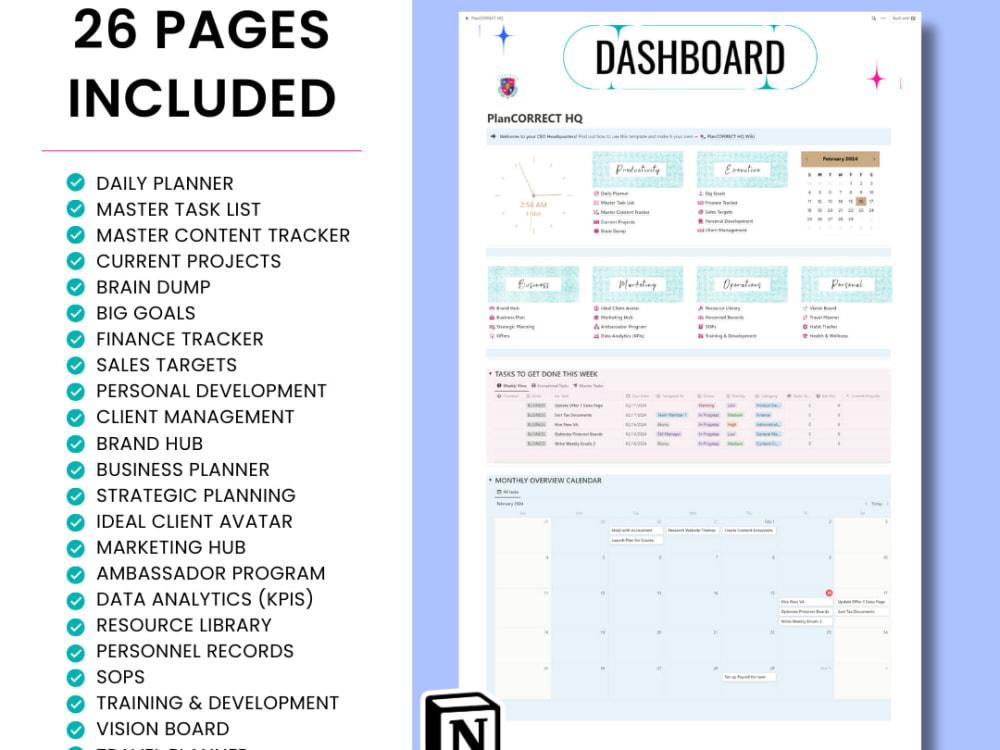 A Business Notion Template, Custom Workspace Setup, 6-Hour Notion VIP Day | Upwork