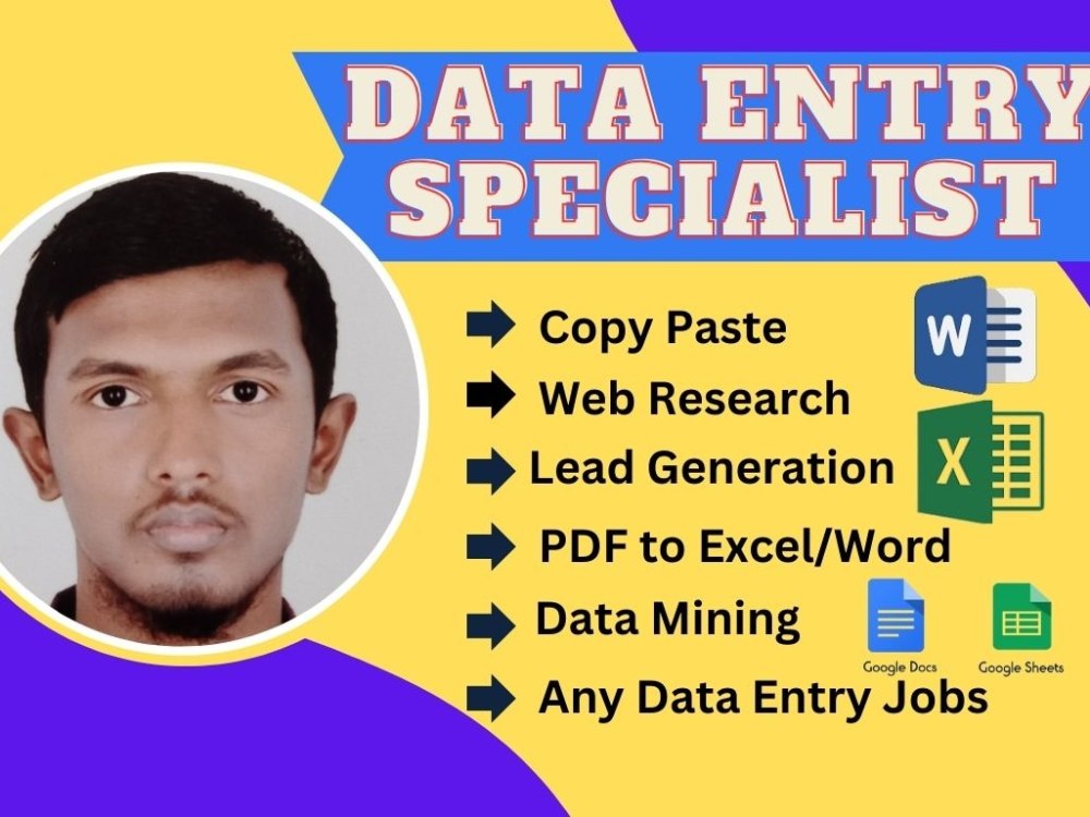 Any data entry, copy paste, web research, data mining, Microsoft Office. | Upwork