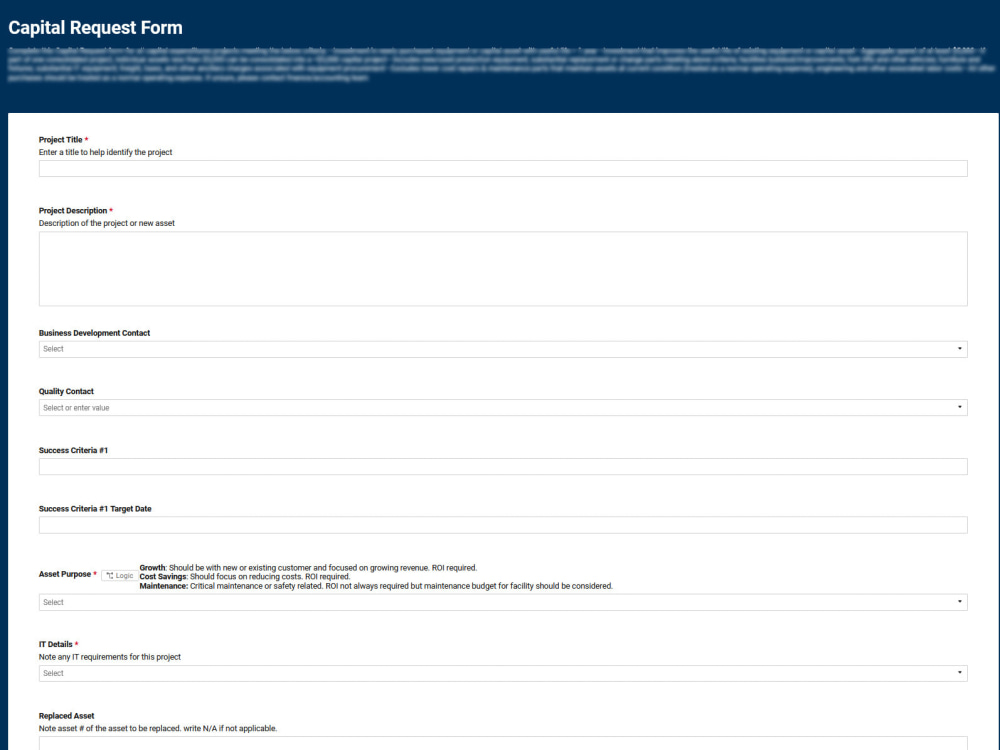 A custom, automated procurement/CAPEX request workflow in Smartsheet ...