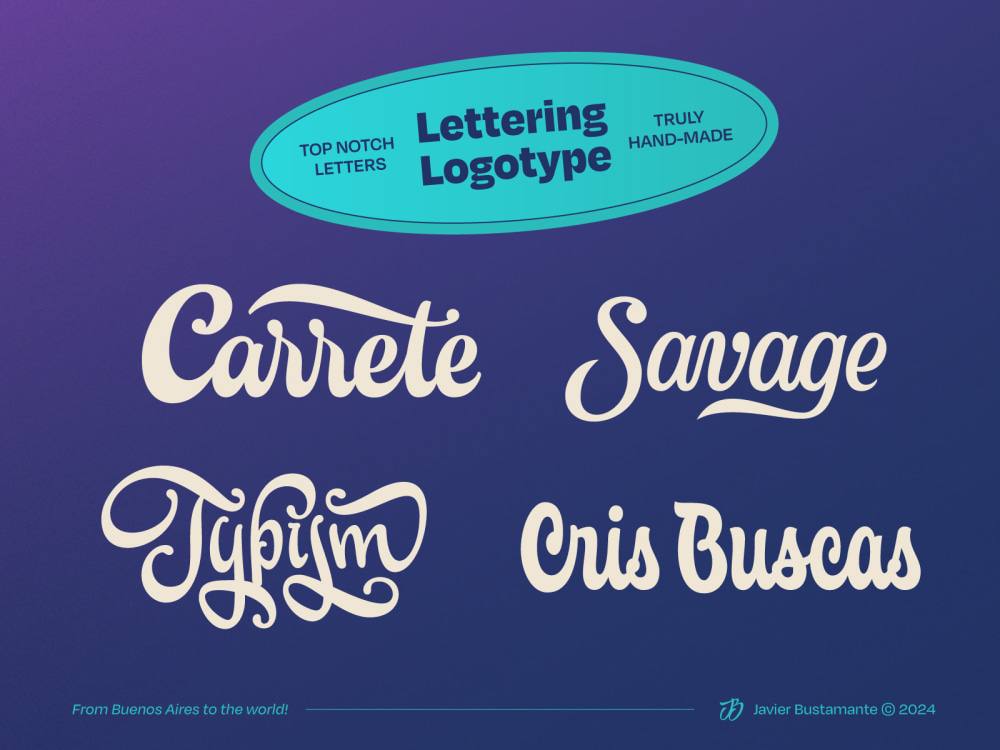 A true hand-made lettering logotype (script, expressive or type style ...