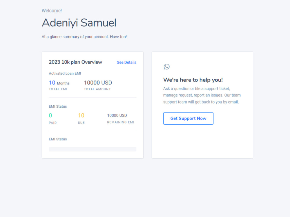 A loan website where you can mange user loan plans | Upwork