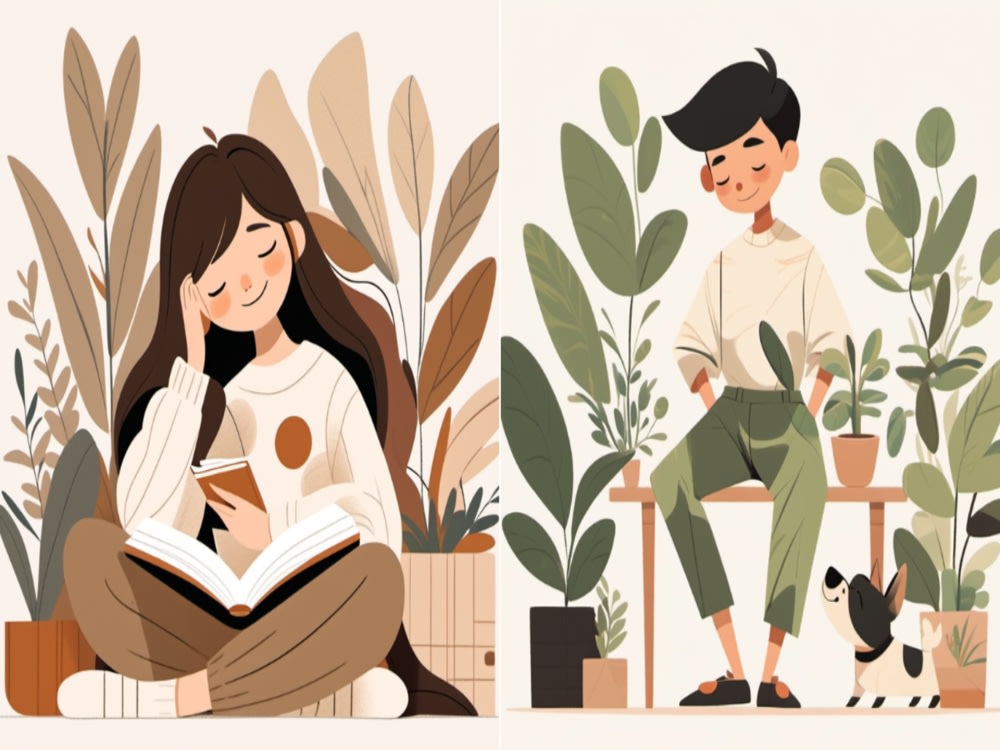 Flat illustration of humans and objects | Upwork