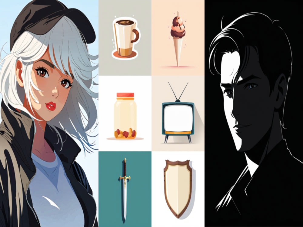 Flat illustration of humans and objects | Upwork