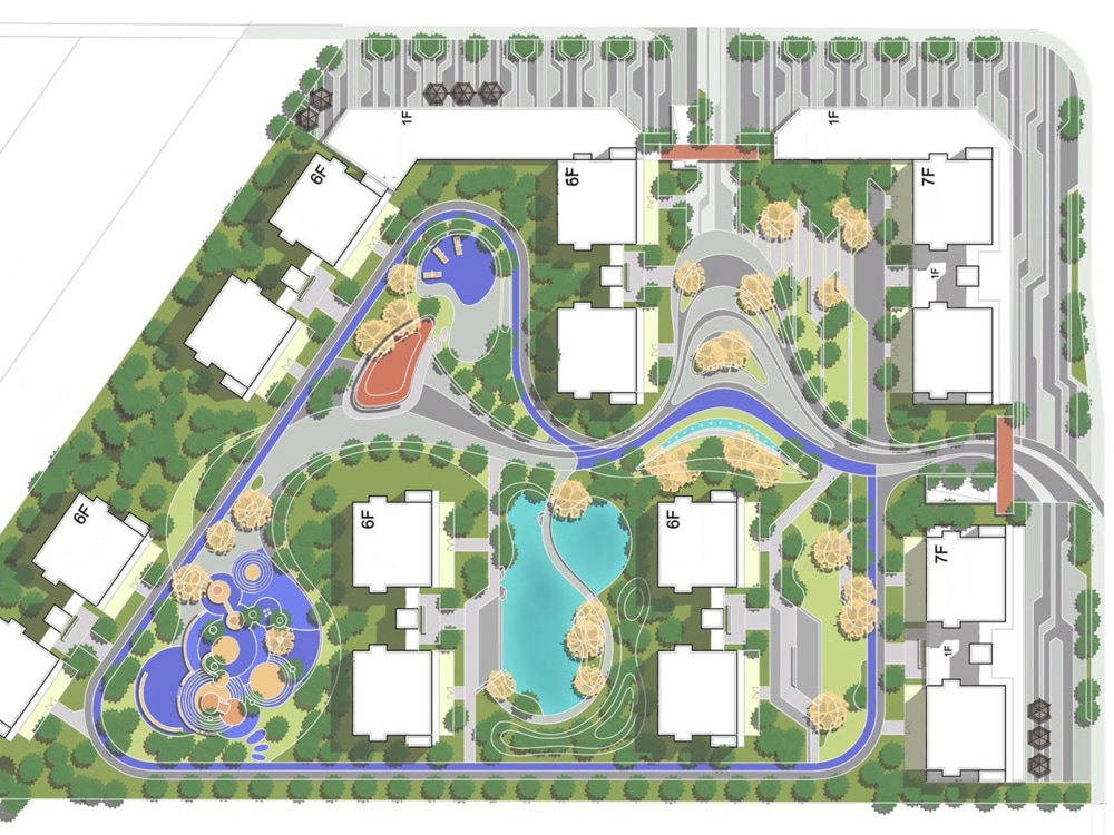 Professionally rendered site plan / landscape masterplan with callouts ...