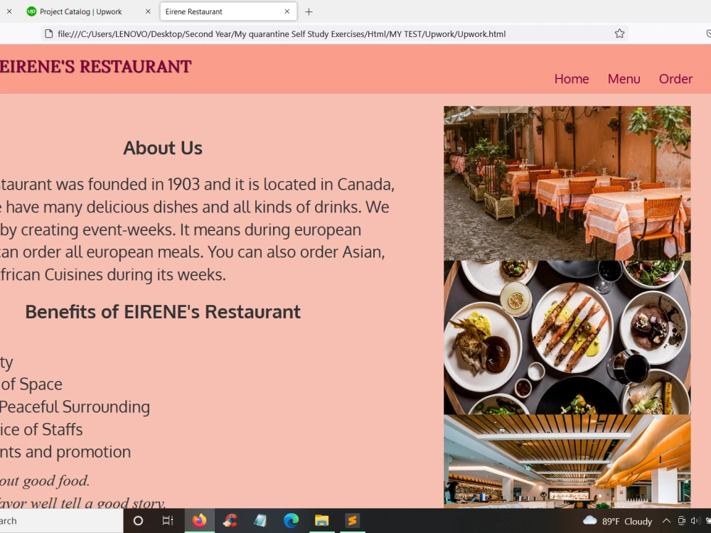 A simple responsive website for your shop(eg. restaurant) | Upwork