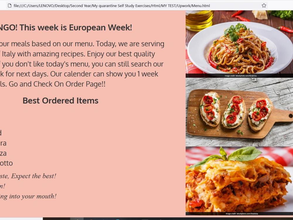 A simple responsive website for your shop(eg. restaurant) | Upwork