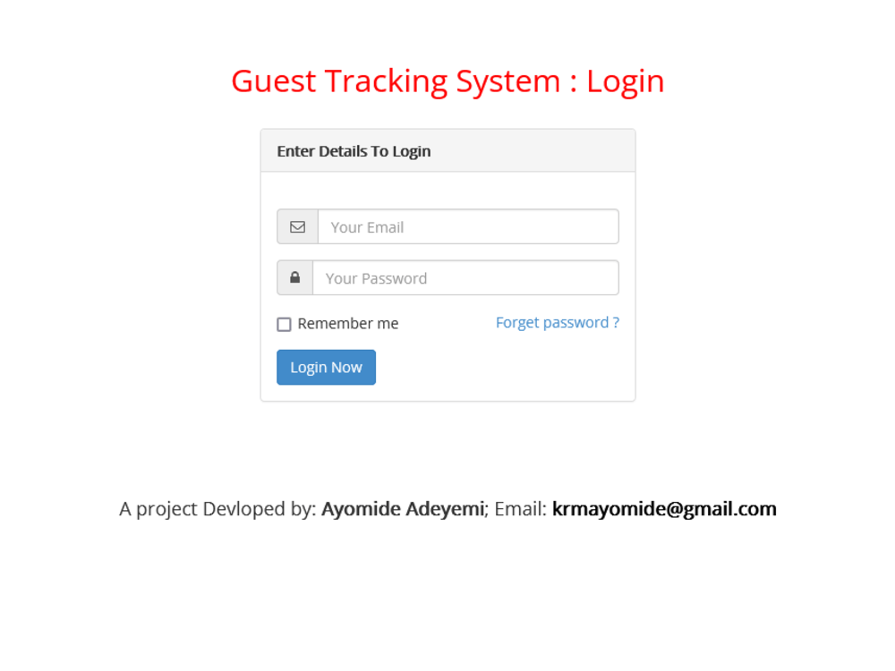A standard Visitor Tracking System to track your visitors at work/home. | Upwork