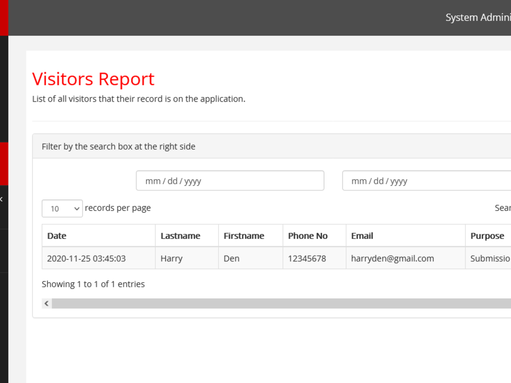 A standard Visitor Tracking System to track your visitors at work/home ...