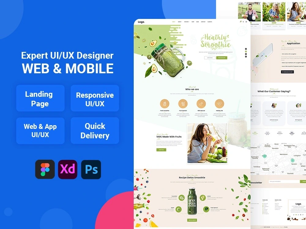Responsive UI/UX web design, app UI, landing page UI in Figma or XD ... Responsive UI/UX web design, app UI, landing page UI in Figma or XD ...