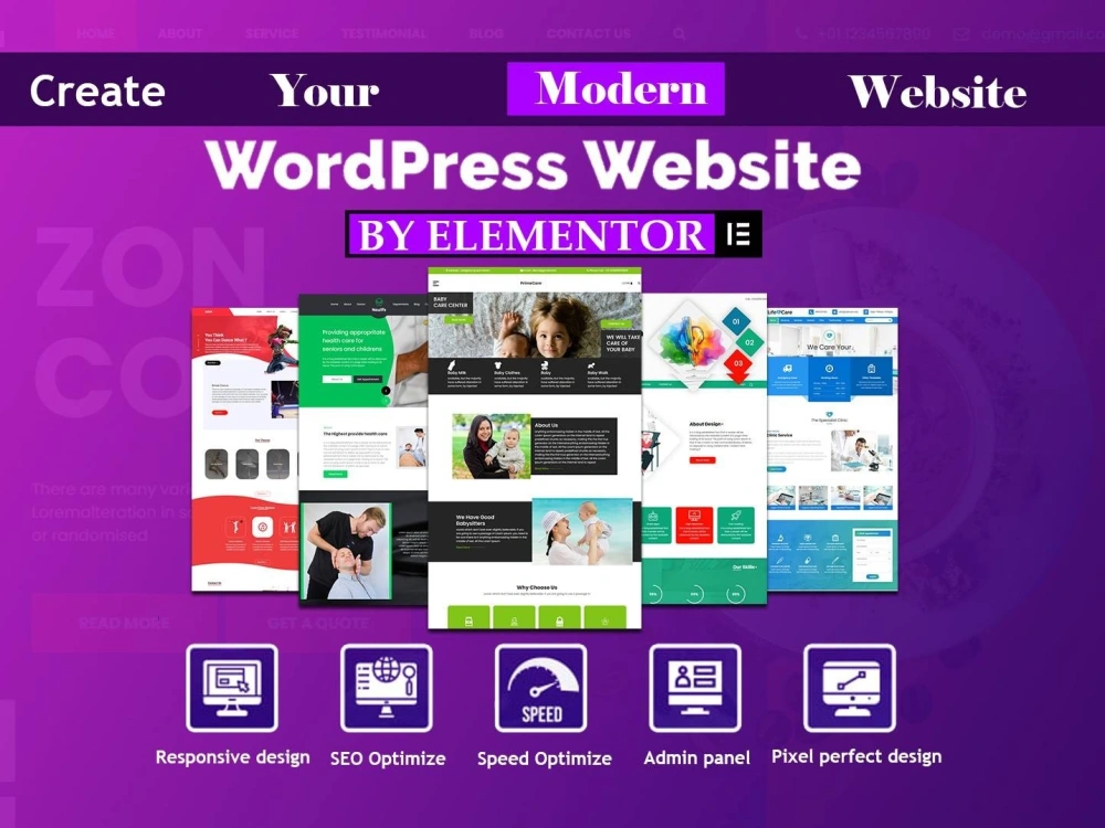 A modern responsive WordPress website design or redesign by elementor pro | Upwork
