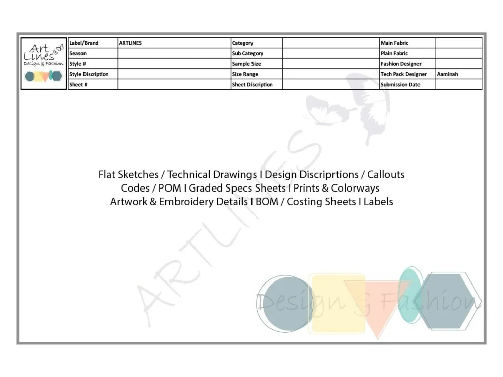 Technical Drawings, TECH PACKS, BOM, POM | Upwork