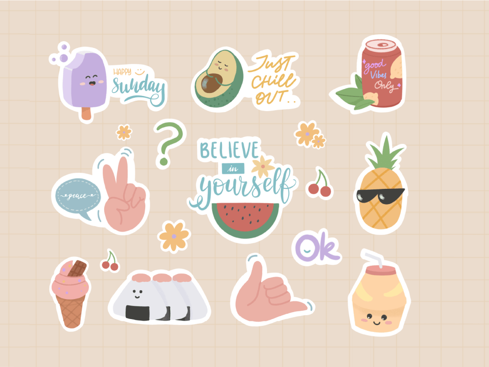 Custom cute hand drawn and motivational stickers | Upwork