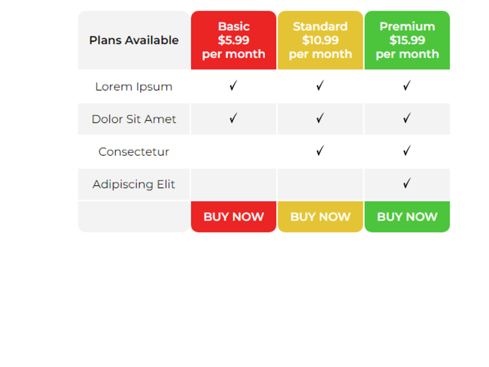 Beautifully designed custom tables in HTML and CSS. | Upwork