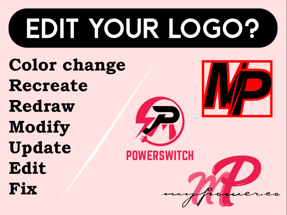Modify logo, recreate, edit, remake, update, redraw and fix logo ...