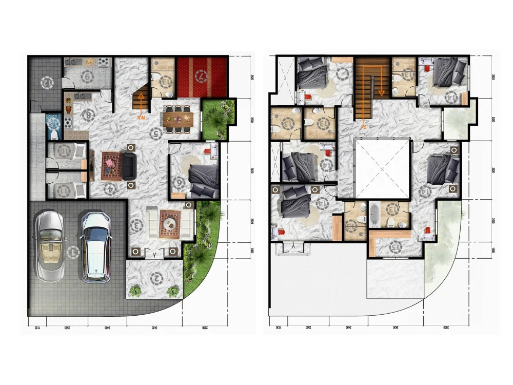 Beautiful color floor plan | Upwork