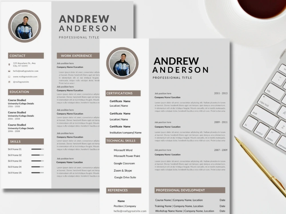 A professional resume template design/CV in A4 size and US letter Size ...